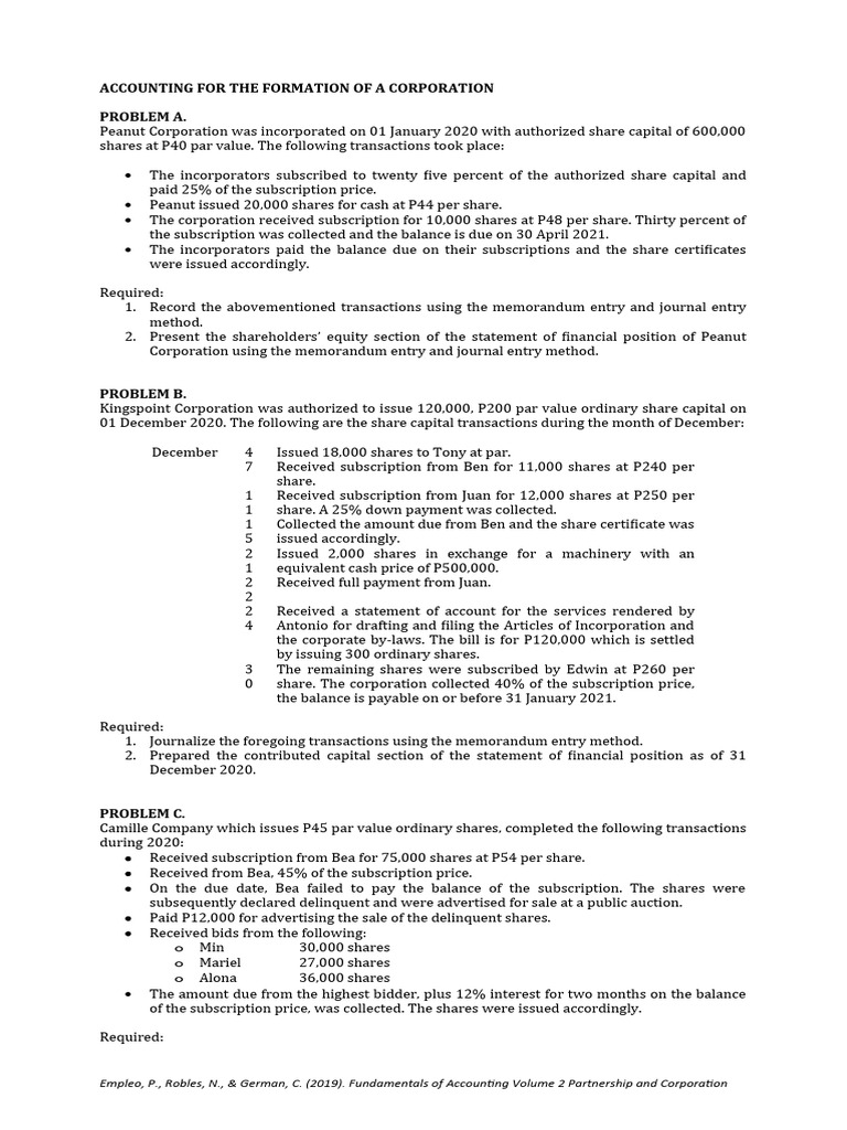 Corporation Exercises | PDF | Subscription Business Model | Balance Sheet
