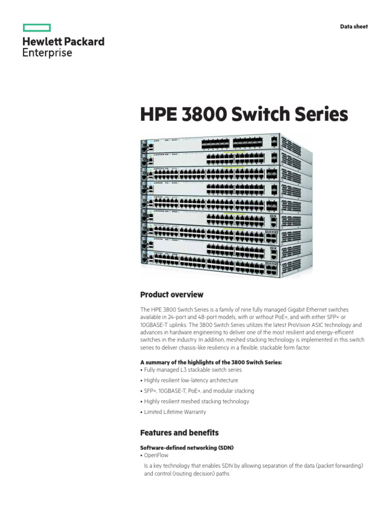 Hpe 3800 Switch Series | PDF | Home & Garden | Computers