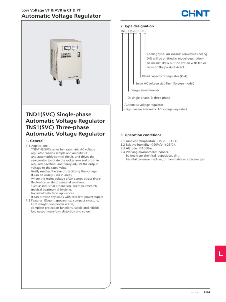 TNS1 (SVC) - Stabilisateurs CHINT FT | PDF