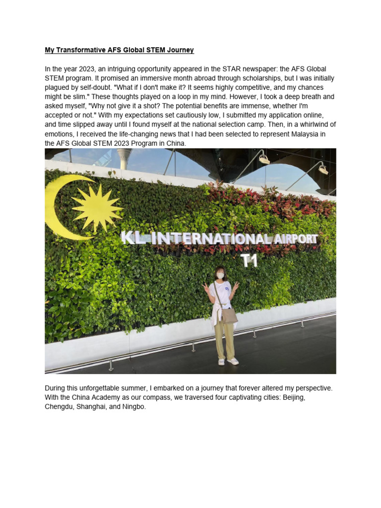 My Transformative Afs Global Stem Journey Pdf 