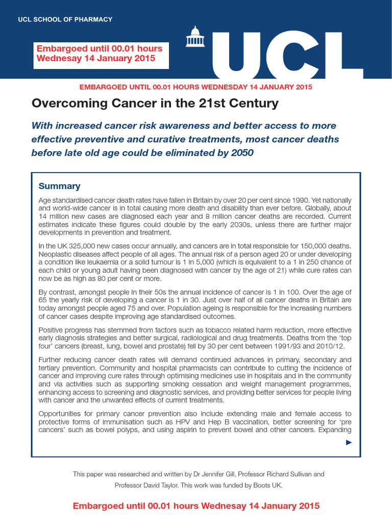 Overcoming Cancer in The 21st Century | PDF | Cancer | Preventive ...