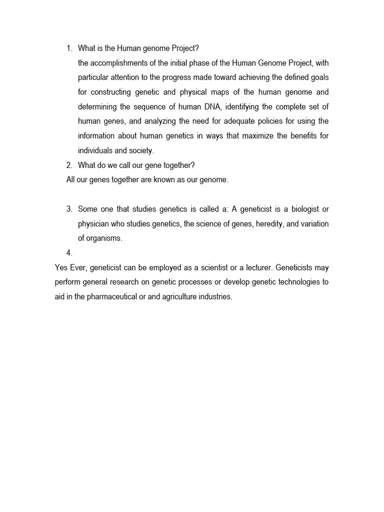 What Is The Human Genome Project | PDF | Self-Improvement | Science ...