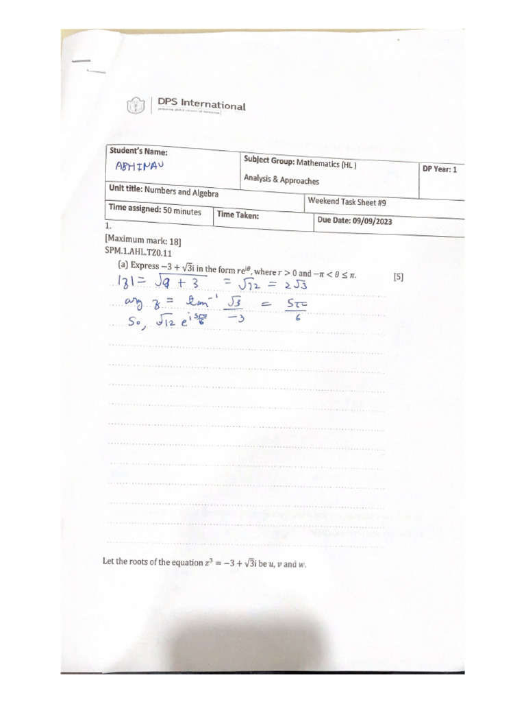 Math - Complex Numbers Scanned Documents | PDF