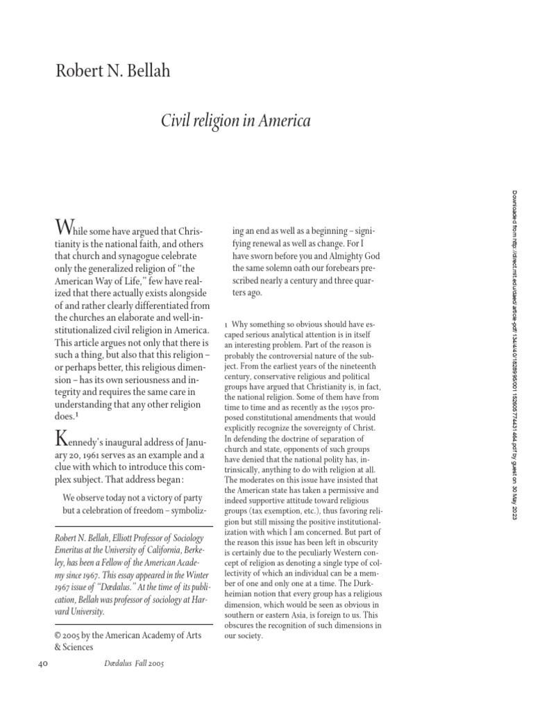 Robert Bellah - Civil Religion in America | PDF