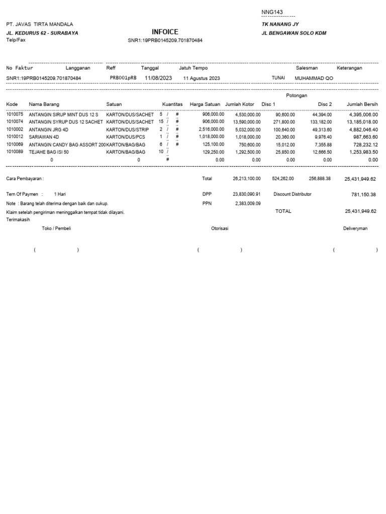 Form Nota Manual | PDF