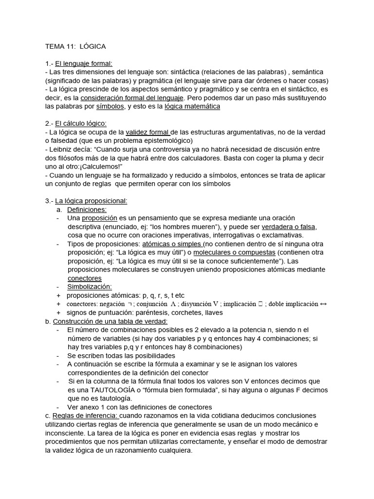 Tema 11 - Lógica | PDF