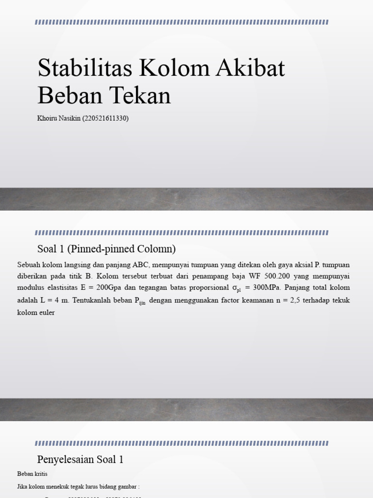 Stabilitas Kolom Akibat Beban Tekan | PDF
