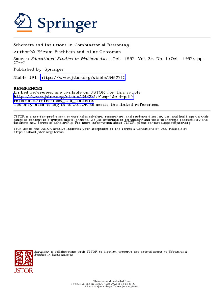 Schemata and Intuitions in Combinatorial Reasoning | PDF