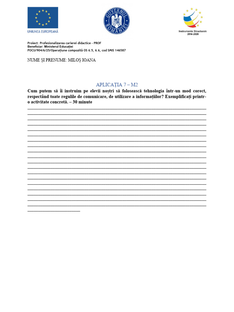 Fisa 7 m2 Selfie | PDF