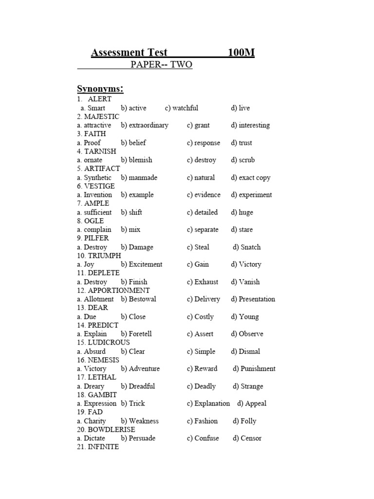 Assessment Test Paper 2 | PDF