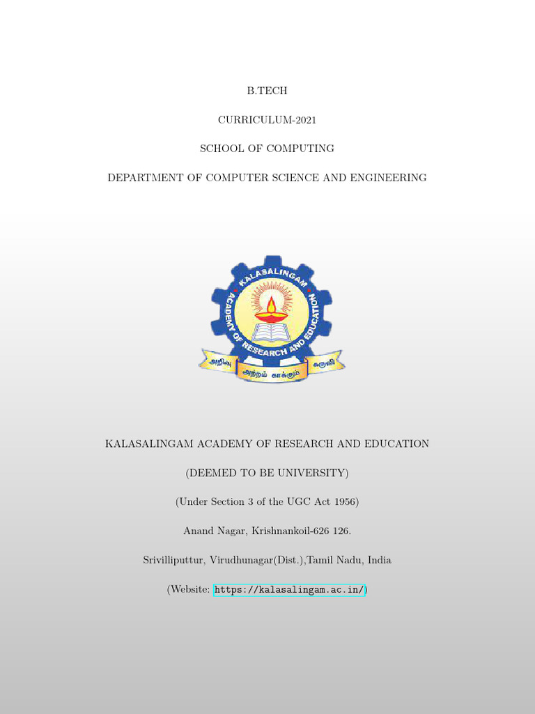 B.Tech Computer Science Curriculum 2021 | PDF | Internet Of Things ...