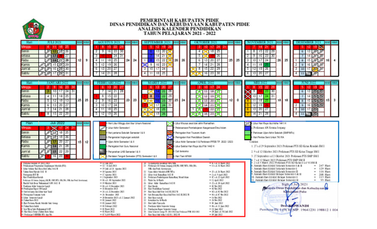Kalender Dinas Pendidikan 2021-2022(1) | PDF
