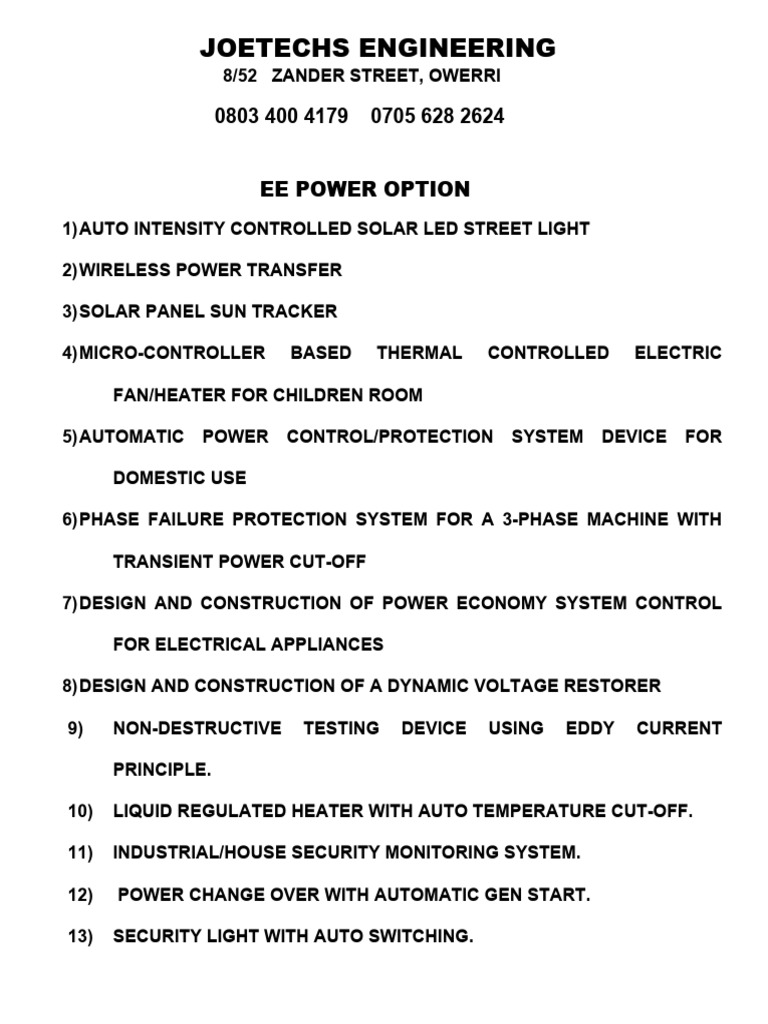Final Year Project Topics | PDF | Security Alarm | Equipment