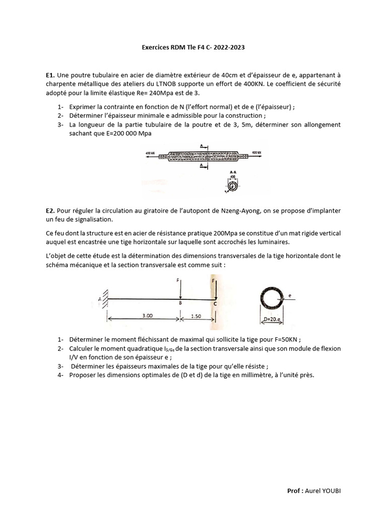 Exercices RDM Tle F4 | PDF