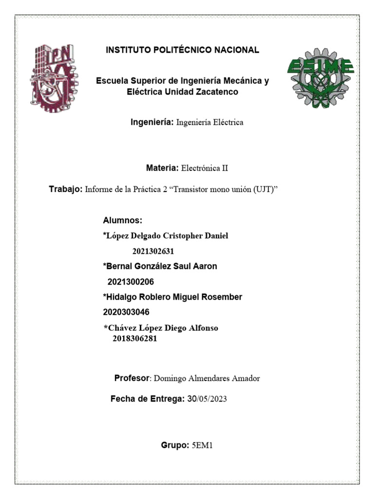 Practica 2 Electronica 2 Ujt Pdf