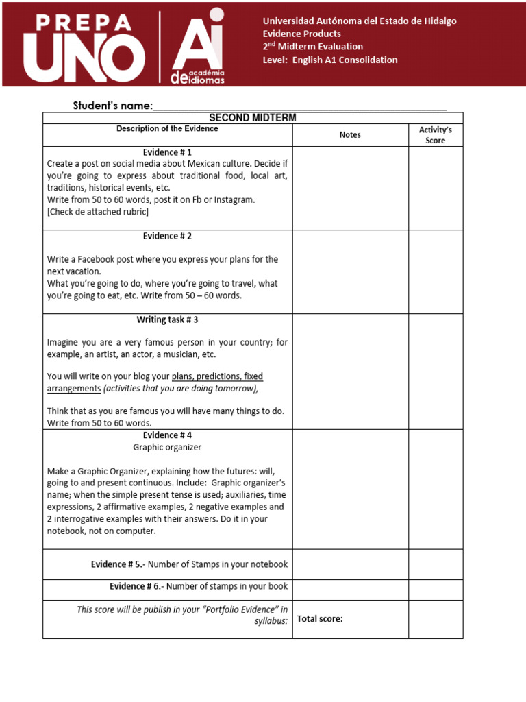A1 Consolidation - Portfolio Products - 2nd Mid Term | PDF
