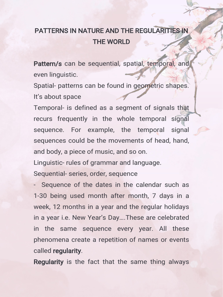 Patterns in Nature and Regularities in The World | PDF