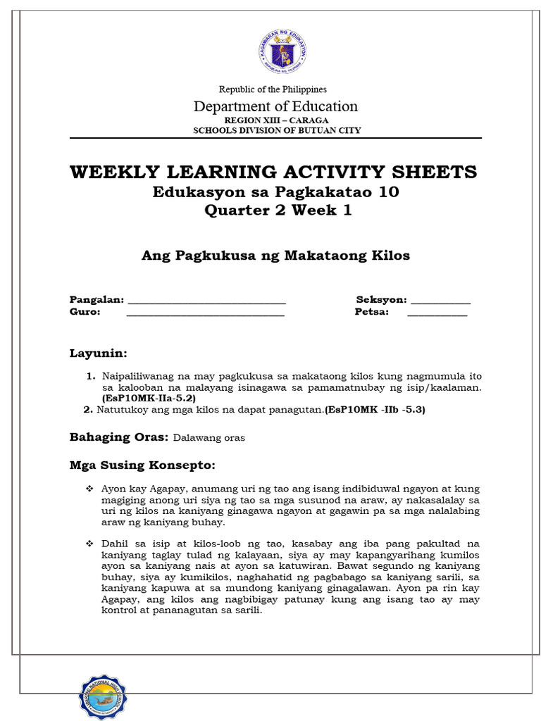 Esp 10 Q2 Week 1 | PDF