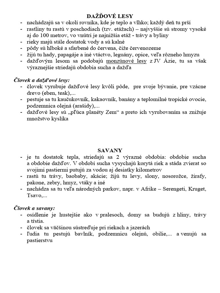 Typy Krajín Na Zemi - Poznámky | PDF