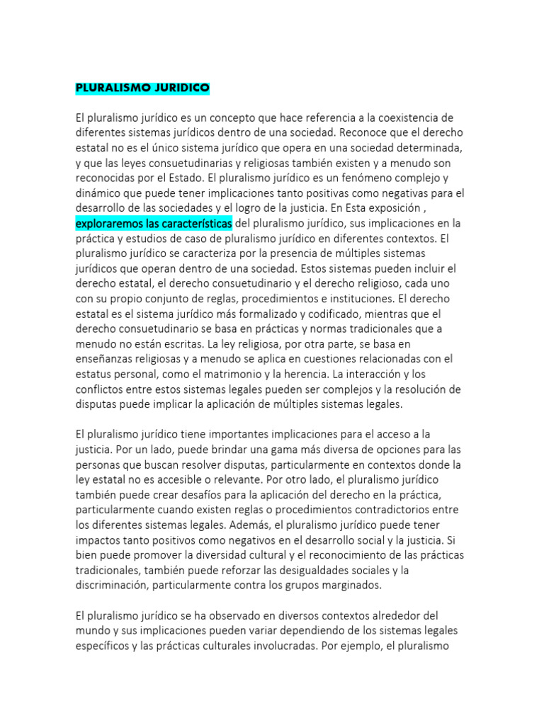 Pluralismo Juridico Exposicion de Seminario | PDF | Política | Ciencias ...