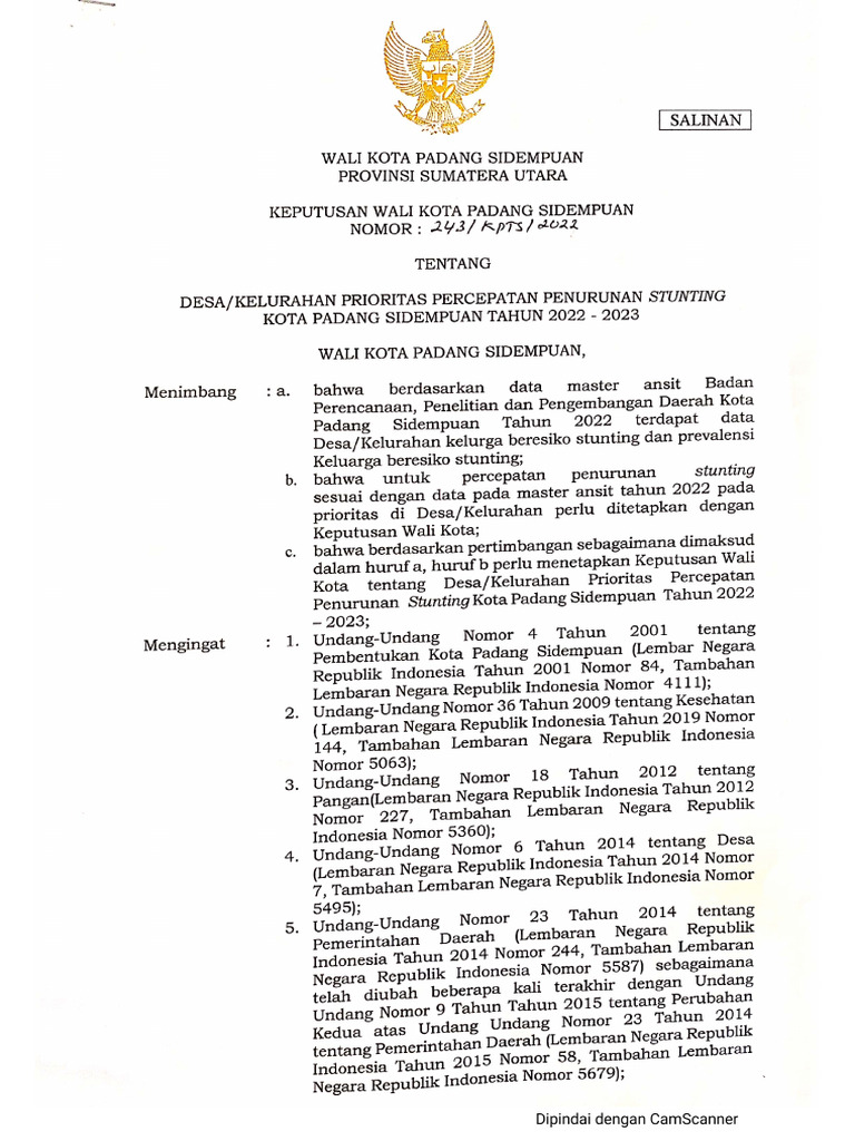 SK Lokus Stunting Padang Sidempuan | PDF