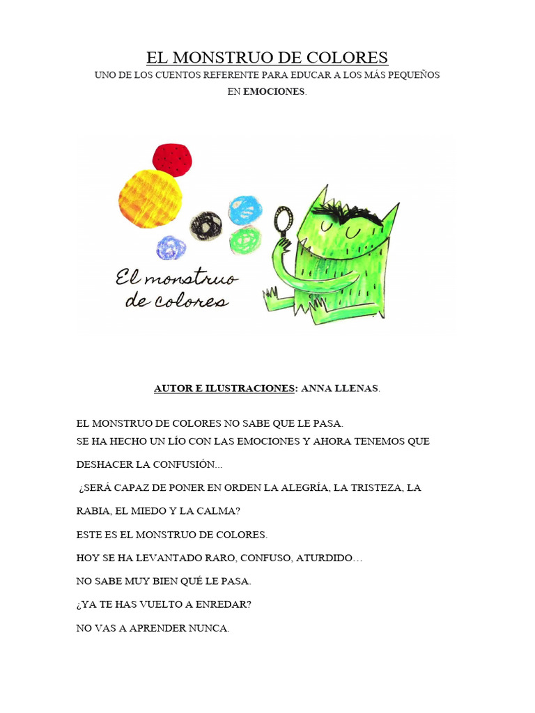 El Monstruo de Colores Cuento | PDF