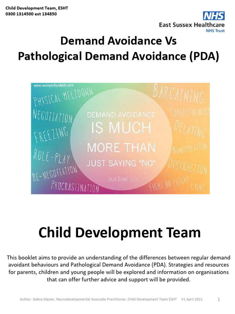 Demand Avoidance Vs Pathological Demand Avoidance PDA | PDF