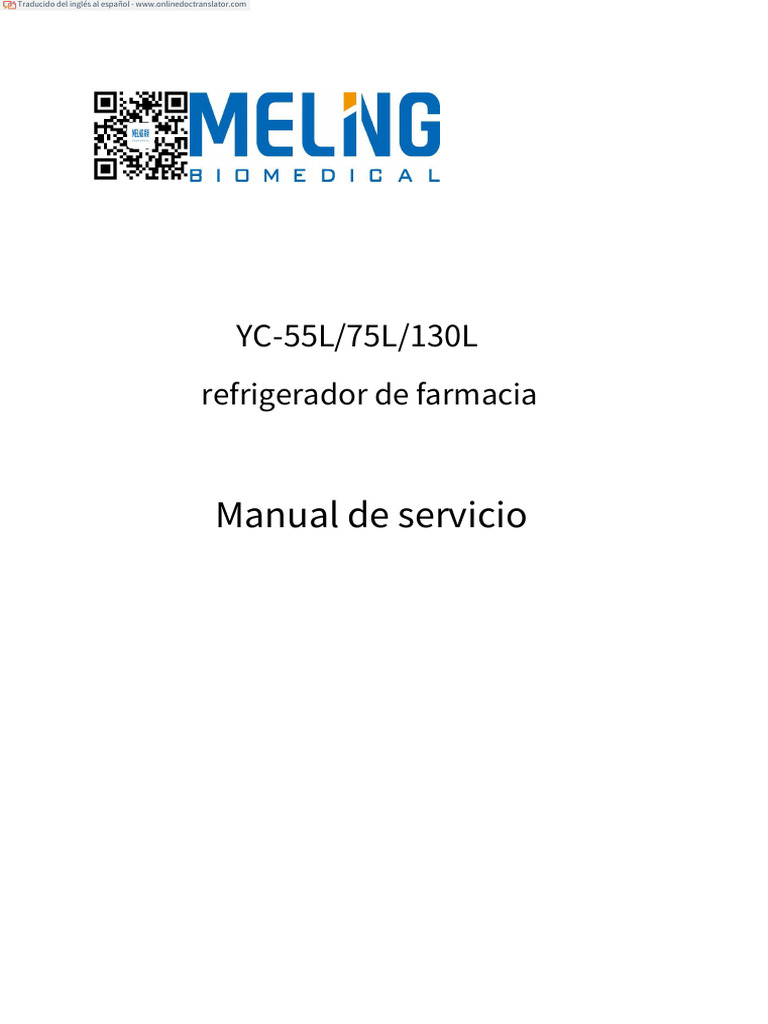 Manual de Servicio YC-55L/75L/130L | PDF | Enchufes y tomas de ...