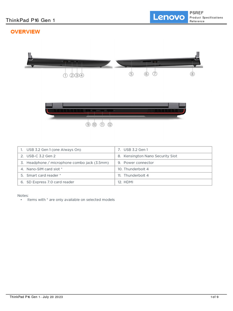 ThinkPad P16 Gen 1 Spec | PDF