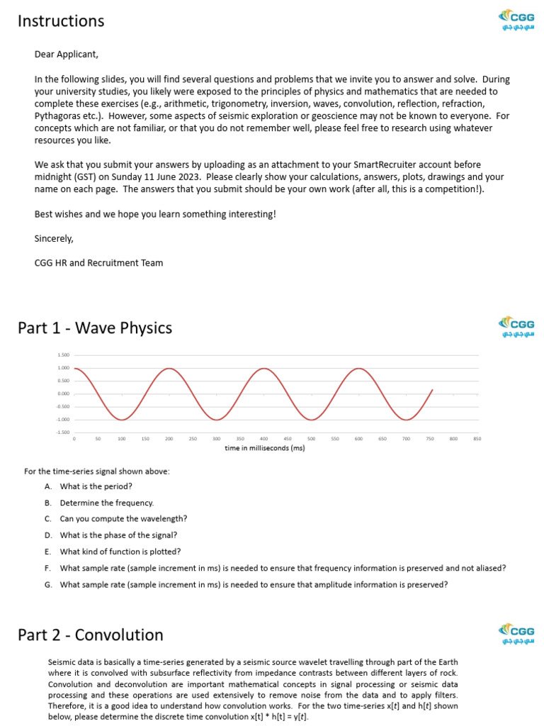 Land Processing Geophysicist - Technical Exercises | PDF