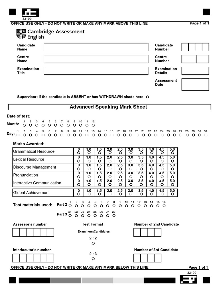 C1 Advanced Speaking Answer Sheet | PDF | Human Communication ...