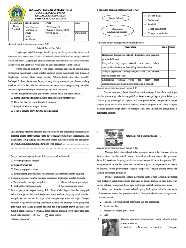 Contoh Soal PLH Kelas 3 Semester 1 | PDF