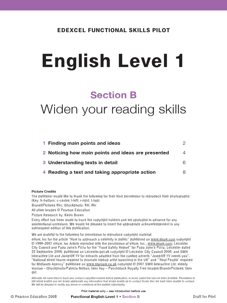 English L1 Section B Widen Your Reading Skills | PDF