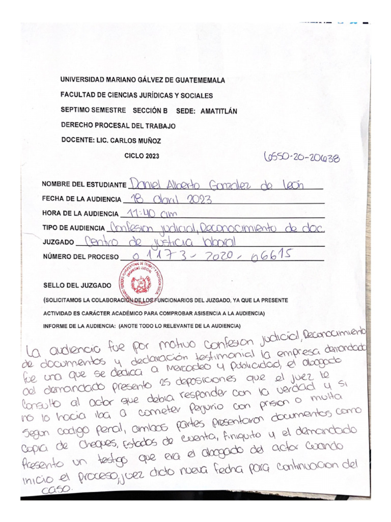 Annotated-Audiencia Laboral %3A Constancia | PDF