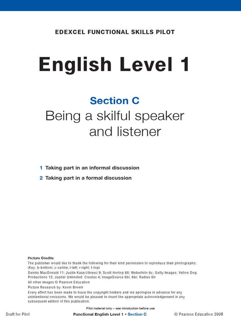 English L1 Section C - Being A Skilful Speaker and Listener | PDF
