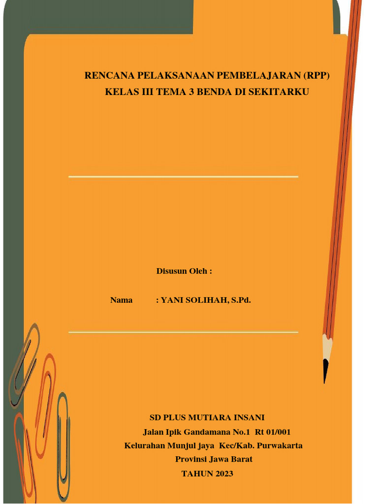 RPP Wujud Benda Kelas 3 | PDF