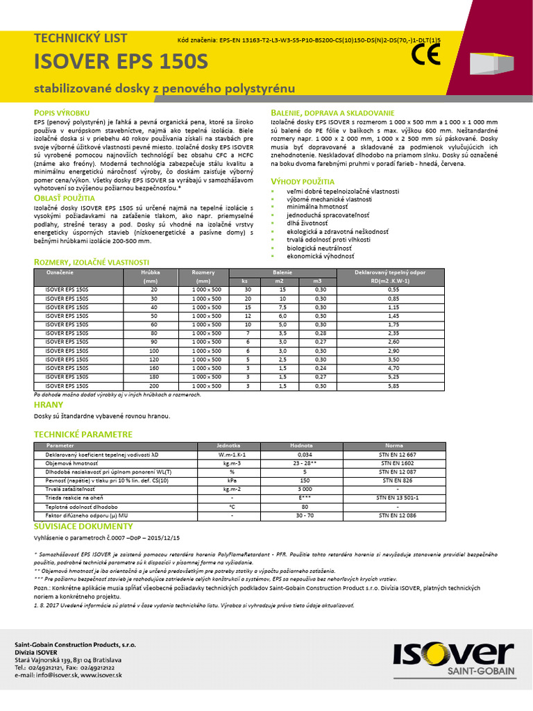 Isover SK Technicky List Isover Eps 150s | PDF