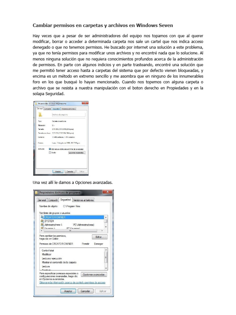 Cambiar Permisos en Archivos y Carpetas Win 7 | PDF | Autosuperación Cambiar Permisos en Archivos y Carpetas Win 7 | PDF | Autosuperación