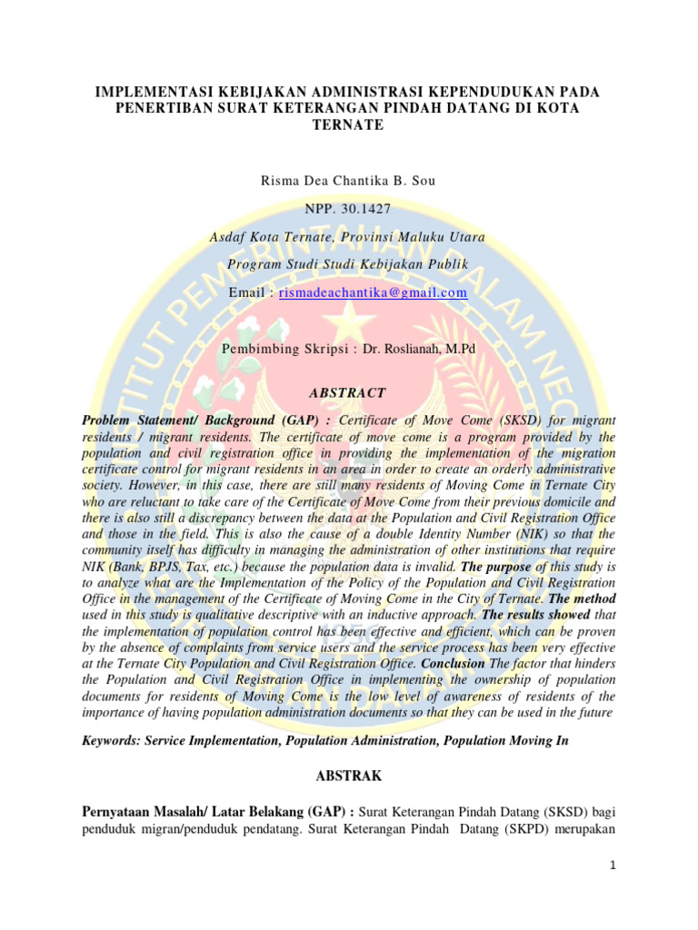 Disdukcapil Ternate | PDF