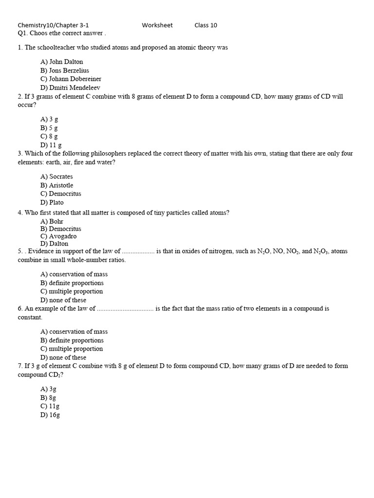 Chapter 3-1 Worksheet | PDF
