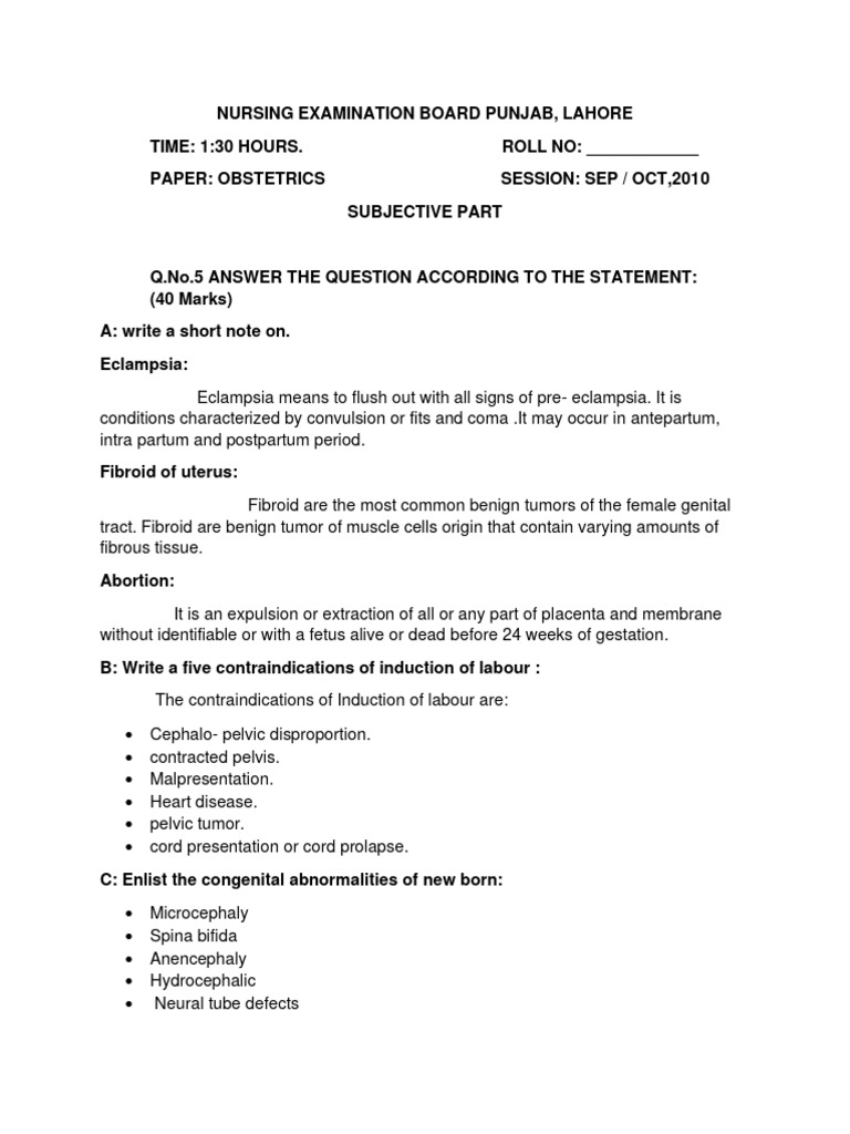 Obstetrics Nursing Exam Questions and Answers | PDF | Menstrual Cycle ...