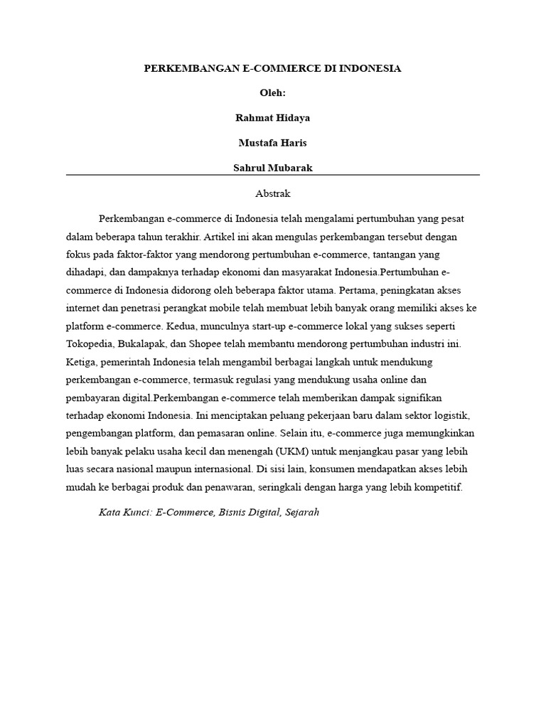 Perkembangan E Commerce Pdf