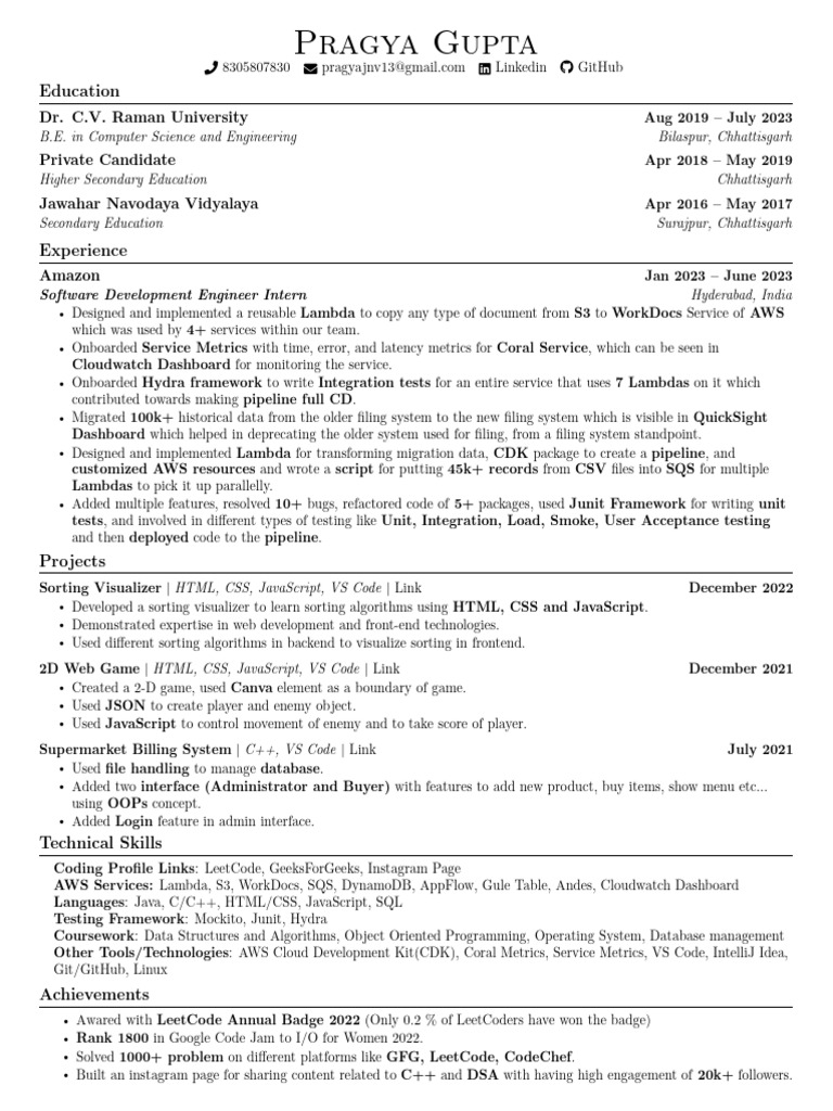 Pragya Gupta Resume | PDF