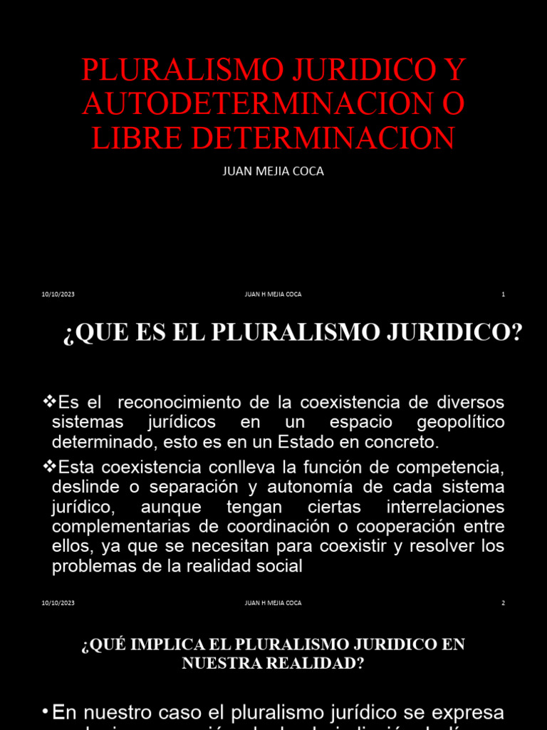 Pluralismo Juridico y Autodeterminacion o Libre Determinacion | PDF
