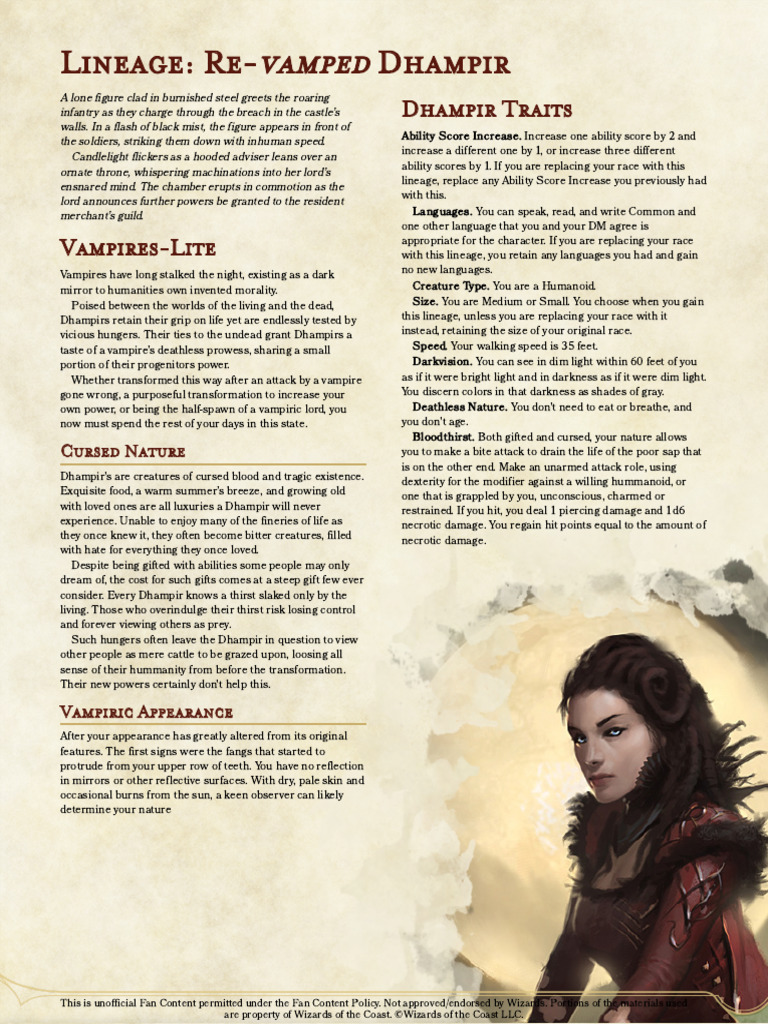 Dhampir Traits and Lineages in D&D 5E | PDF
