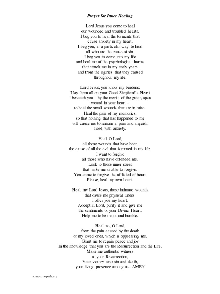 Inner Healing Prayer for Peace | PDF | Religious Belief And Doctrine