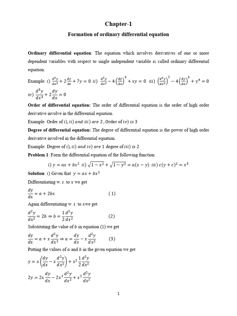 First Order Ordinary Differentiation Equations Pdf