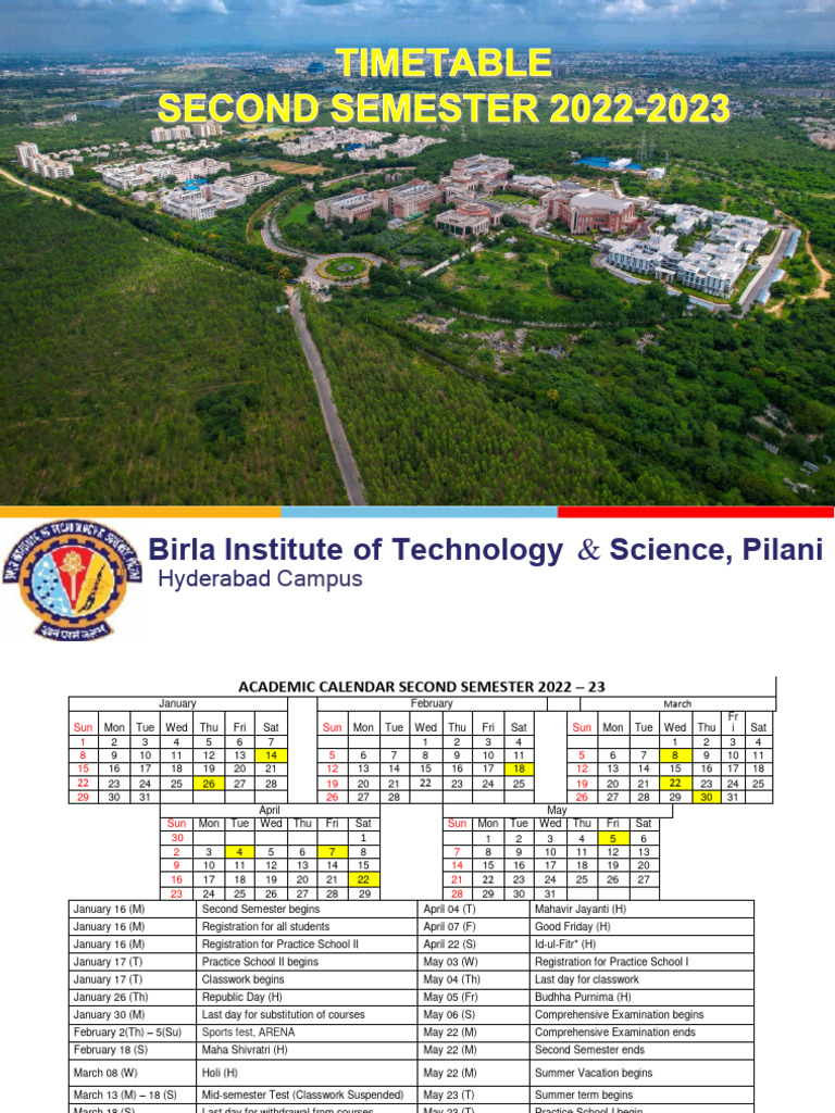 Timetable II Semester 2022 - 23 | PDF