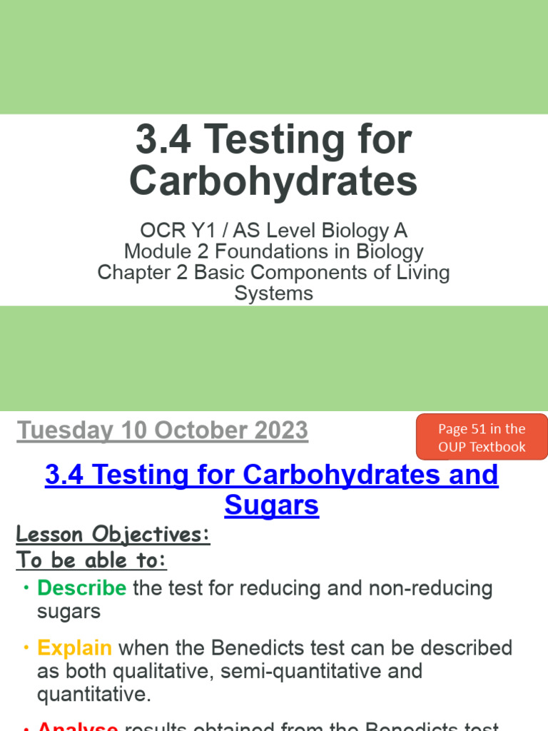 3.4 Testing for Carbohydrates LP | PDF