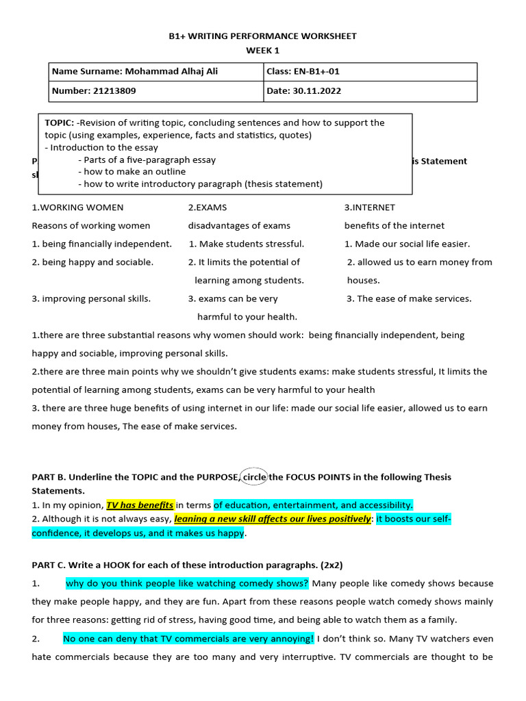 B1+ Writing-Week 1 | PDF | Communication | Human Communication